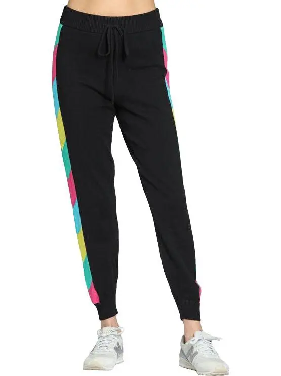 APNY Side Stripe High Waist Joggers - Black Multi