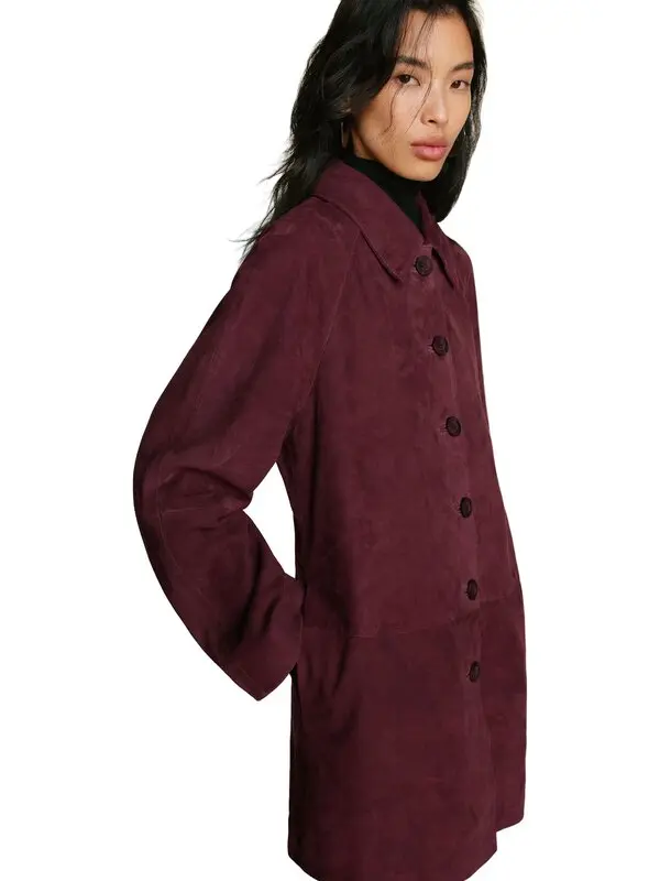 REFORMATION Veda Celine Suede Leather Jacket - Red