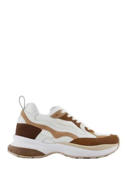 Emporio Armani Mesh Sneakers With Signature Logo - Beige
