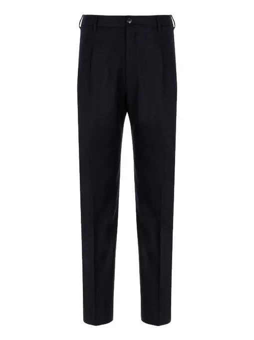 Giorgio Armani Virgin Wool And Cashmere Slim-fit Trousers - Navy