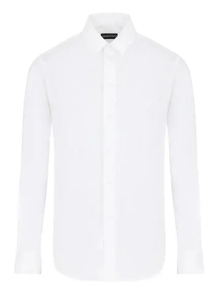 Emporio Armani Stretch Cotton Poplin Shirt - White