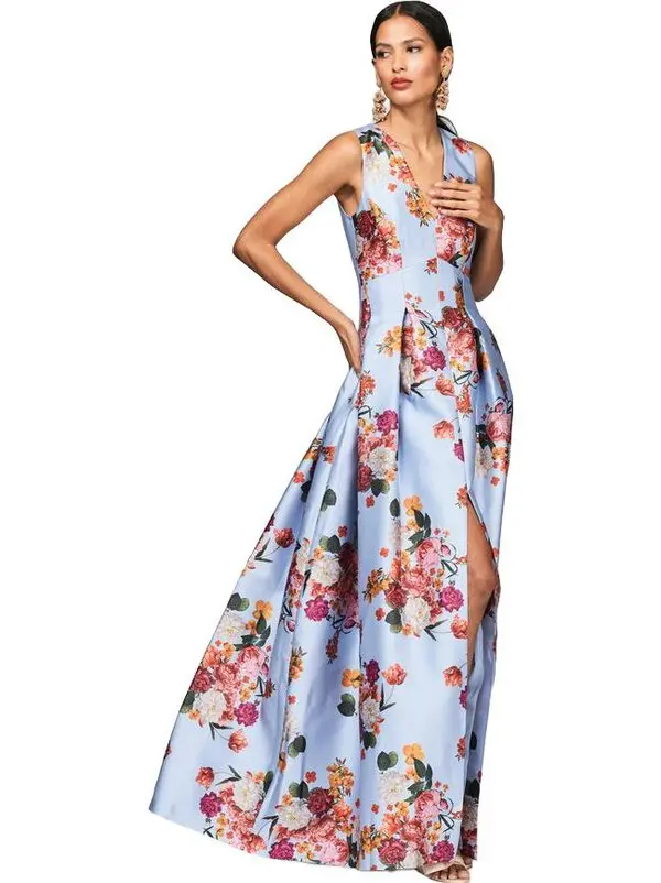 Sachin & Babi Brooke Floral Printed Gown - Blue