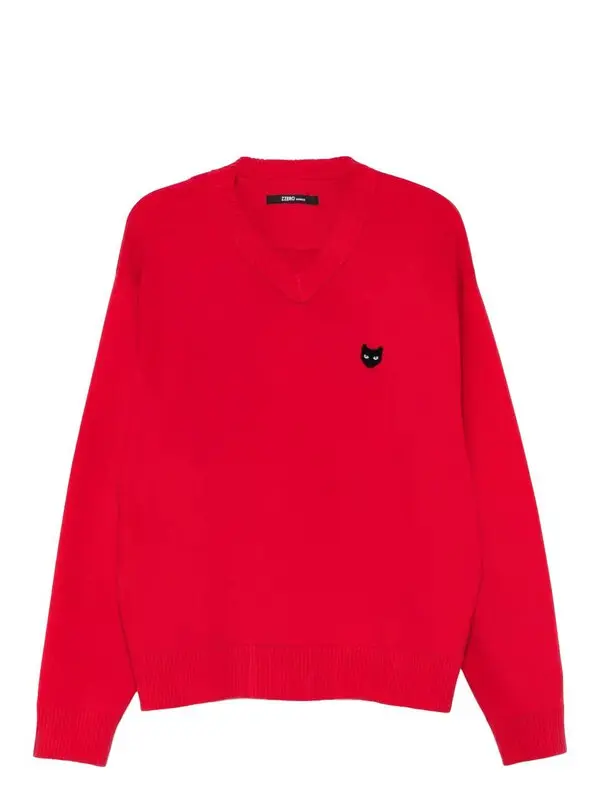SONGZIO Emblem V-neck Jumper - Red