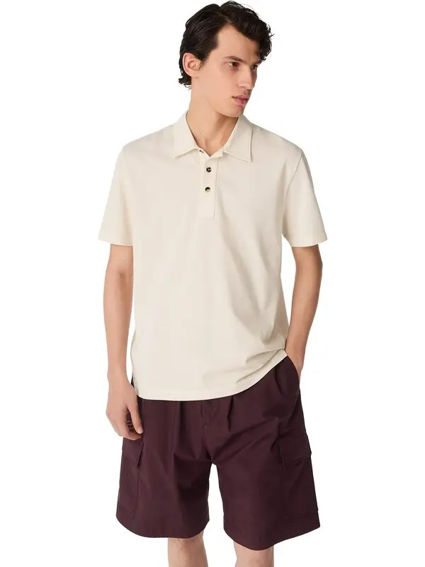 BOTTEGA  VENETA Fine Cotton Jersey Polo - Pale Meringue