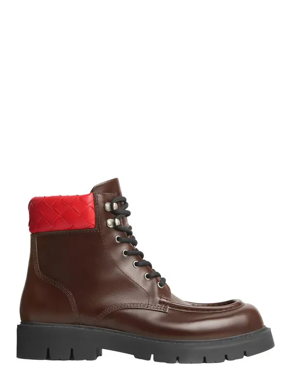 Bottega Veneta Haddock Lace-up Ankle Boot - Chocolate Cherry/deep Red