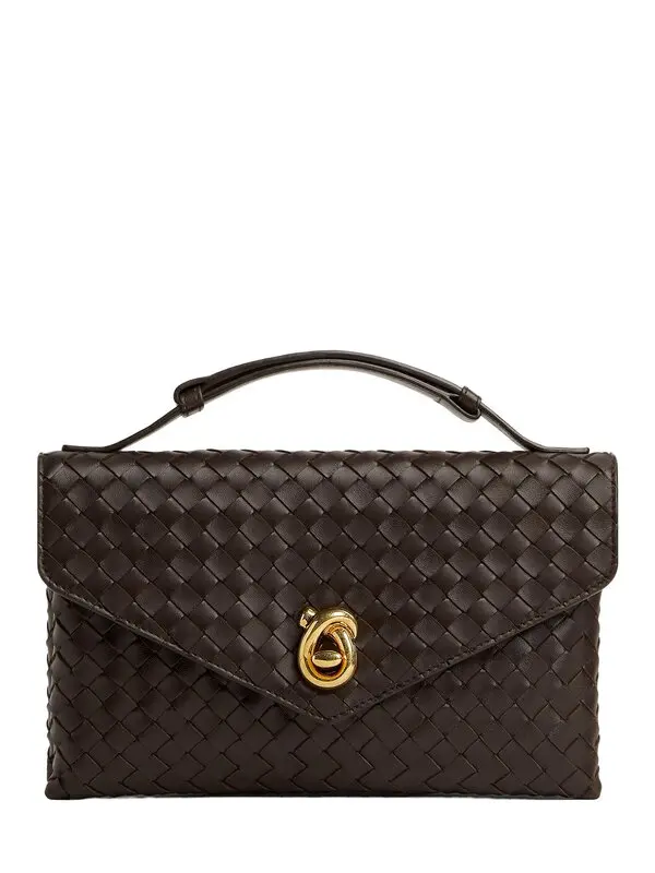 BOTTEGA  VENETA Knot Lock Intrecciato Leather Bag - Fondant