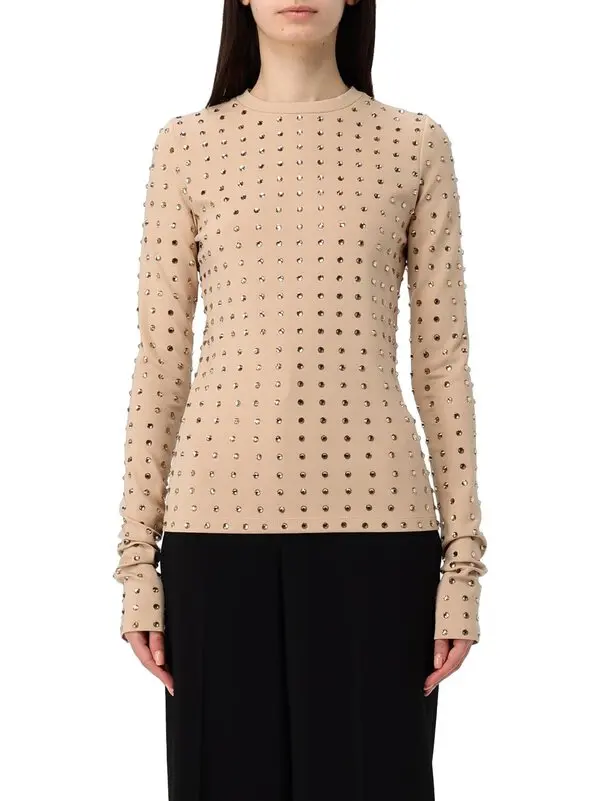 Sportmax Long Sleeve Embellished Top - Nude