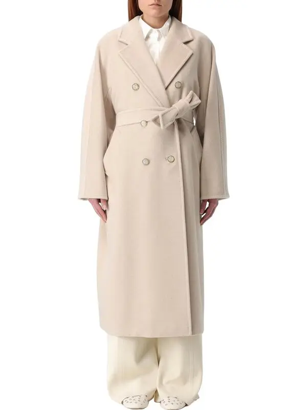 Max Mara Double Breasted Belted Coat - Sand