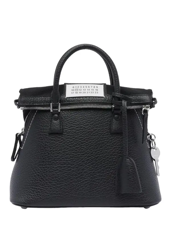 MAISON MARGIELA 5ac Bag In Grained Leather And Canvas - Black