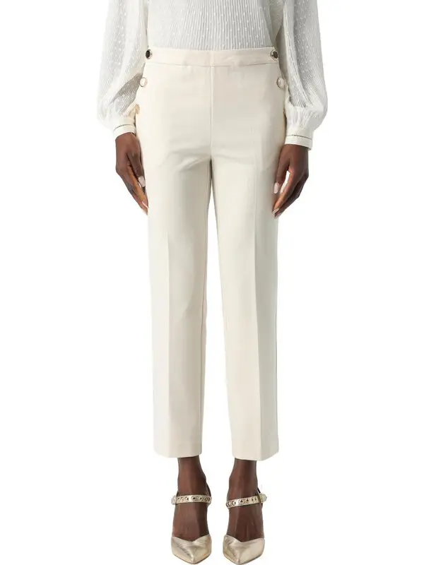 TWINSET Tailored Button Detailed Trousers - Pearl
