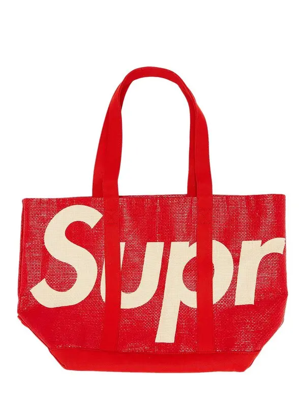 Supreme Raffia Tote - Red