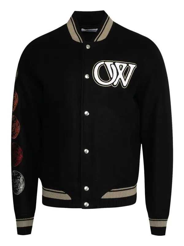 Off-White Moon Phase Varsity Bomber Jacket - Black