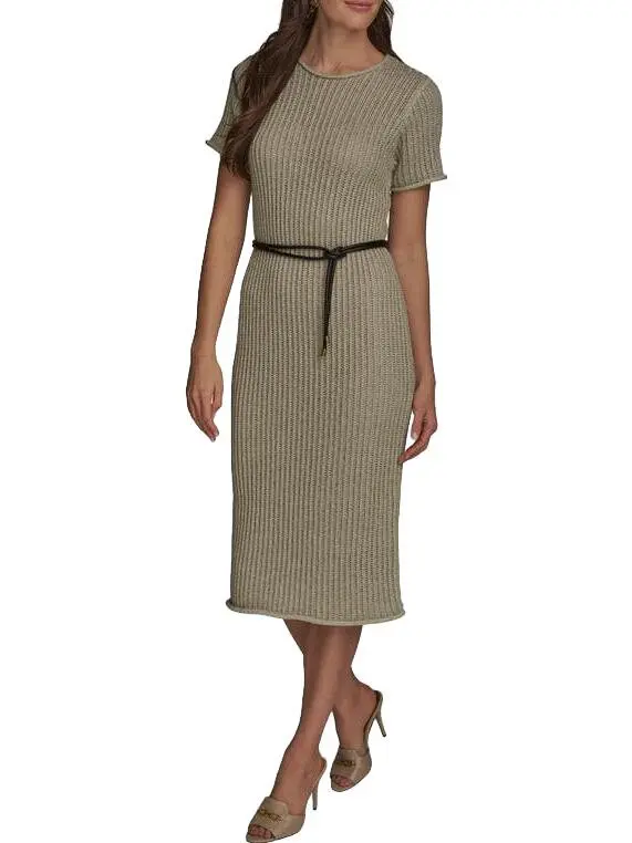 Donna Karan New York Open Knit Sheath Dress - Crm/ Gold