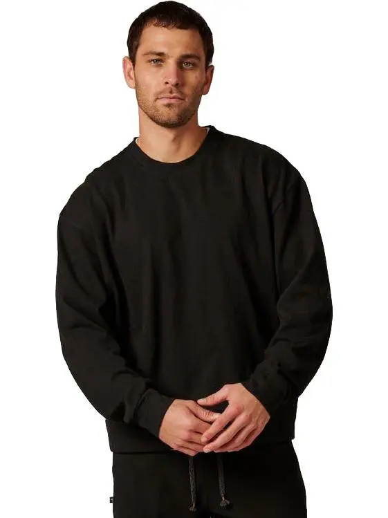 LEISURE LAB Cotton Lounge Crewneck - Onyx