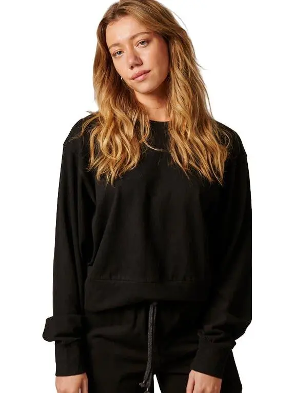 LEISURE LAB Cotton Lounge Crewneck - Onyx