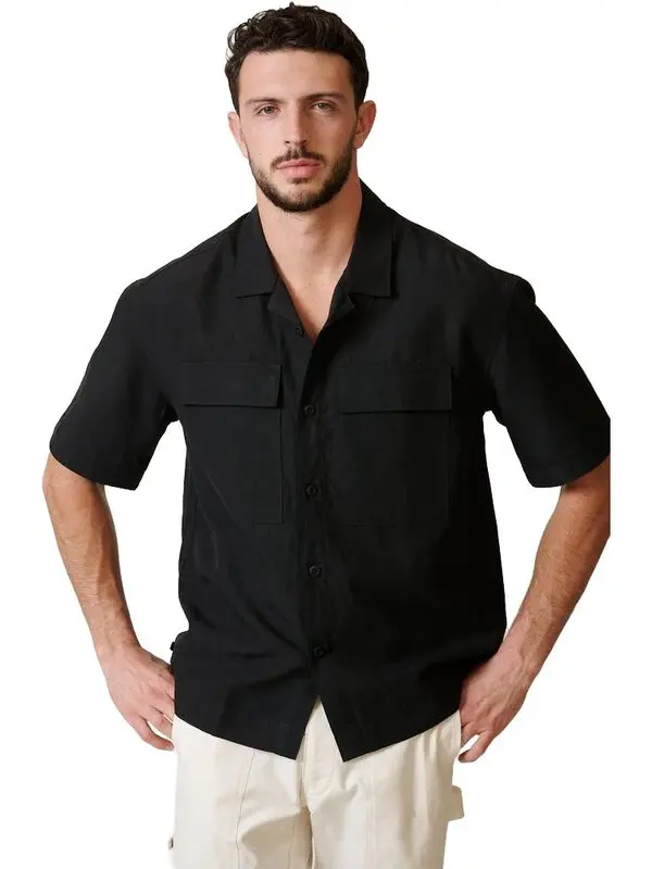 LEISURE LAB Palma Button Up - Matte Black