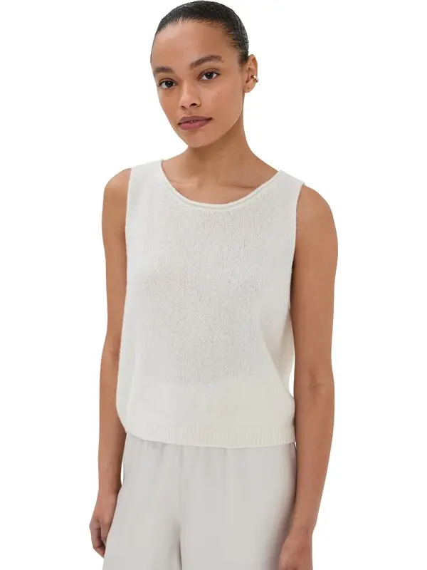 LISA YANG Devine Sleeveless Knit Vest - Cream