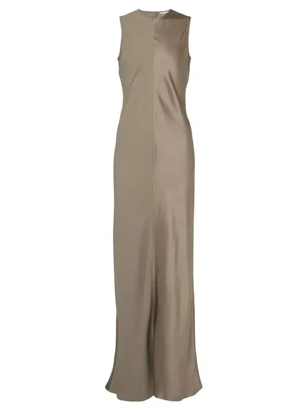 Ami Paneled Satin Maxi Dress - Grey