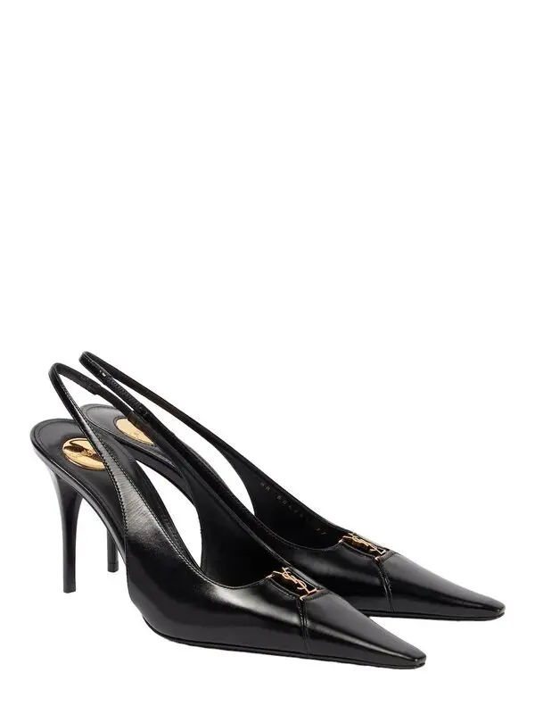 Saint Laurent Leather Slingback Pumps - Black