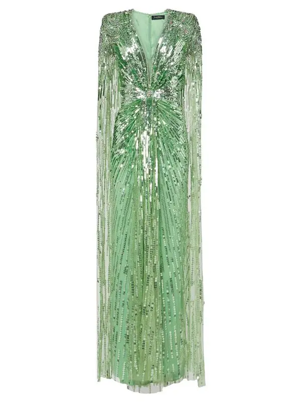 Jenny Packham Gold Rush Sequined Gown - Green
