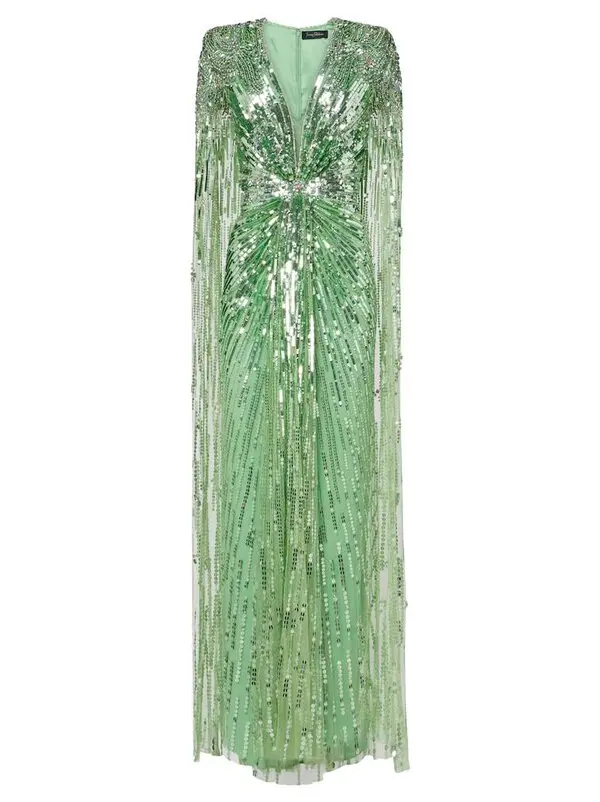 Jenny Packham Gold Rush Sequined Gown - Green