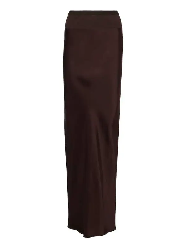 Rick Owens Satin Maxi Skirt - Brown