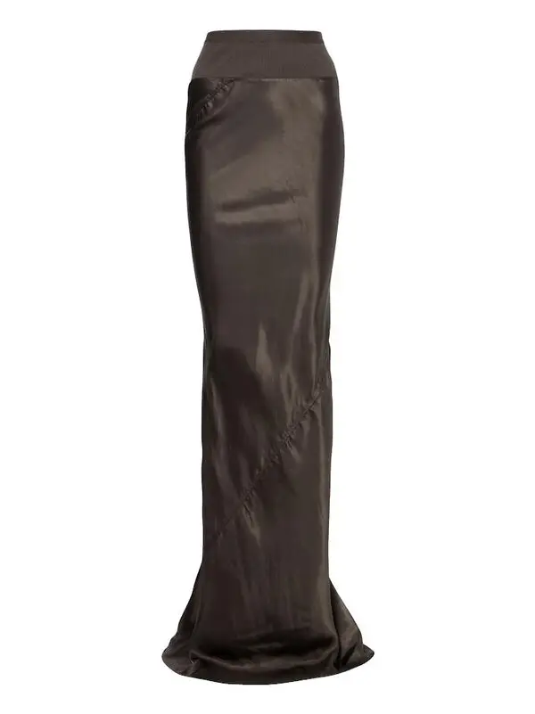 Rick Owens Satin Maxi Skirt - Brown