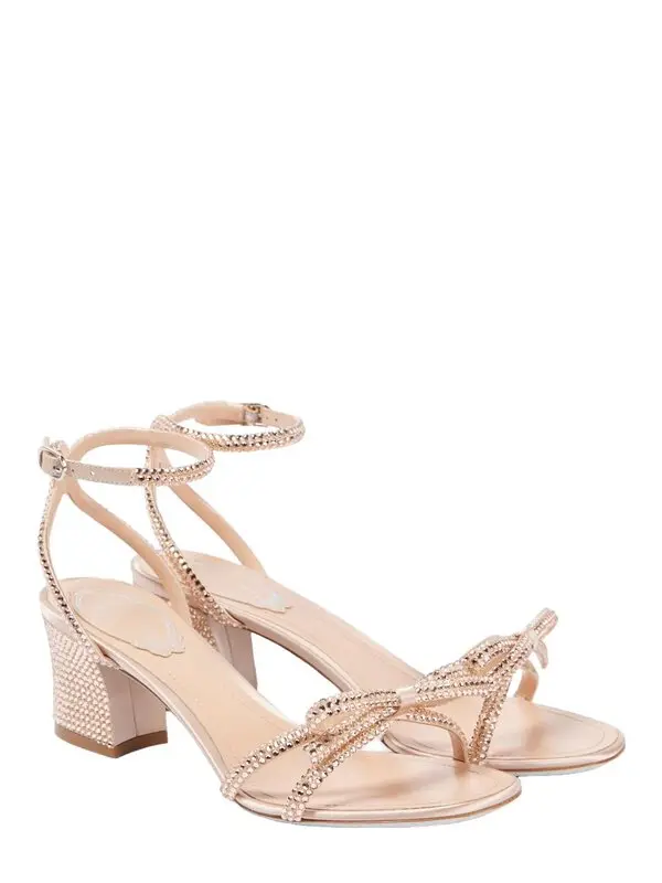 Rene Caovilla 50 Embellished Satin Sandals - Beige