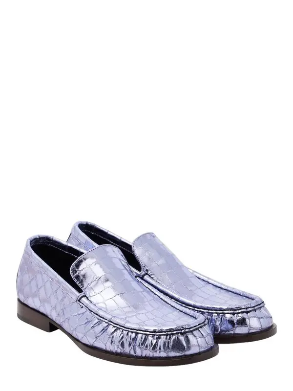 Dries Van Noten Croc-effect Leather Loafers - Purple