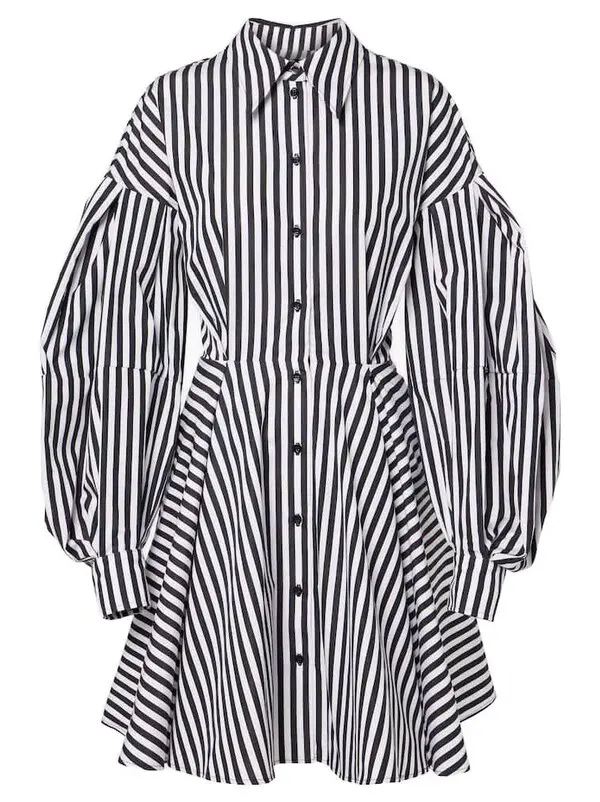 Nina Ricci Striped Cotton Poplin Midi Shirt Dress - Blue