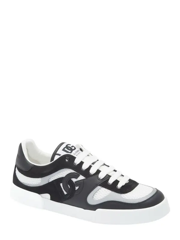 Dolce & Gabbana Mesh And Leather Sneakers - 89697-bianco/ Nero