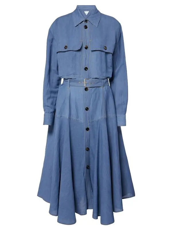 Bottega Veneta Belted Shirt Dress - Blue
