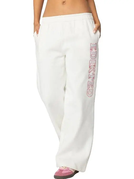 EDIKTED Mili Logo Sweatpants - White