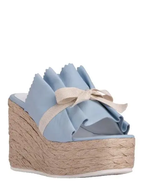 BEAUTIISOLES Noelle Espadrille Platform Wedge Slide Sandal - Sky Blue