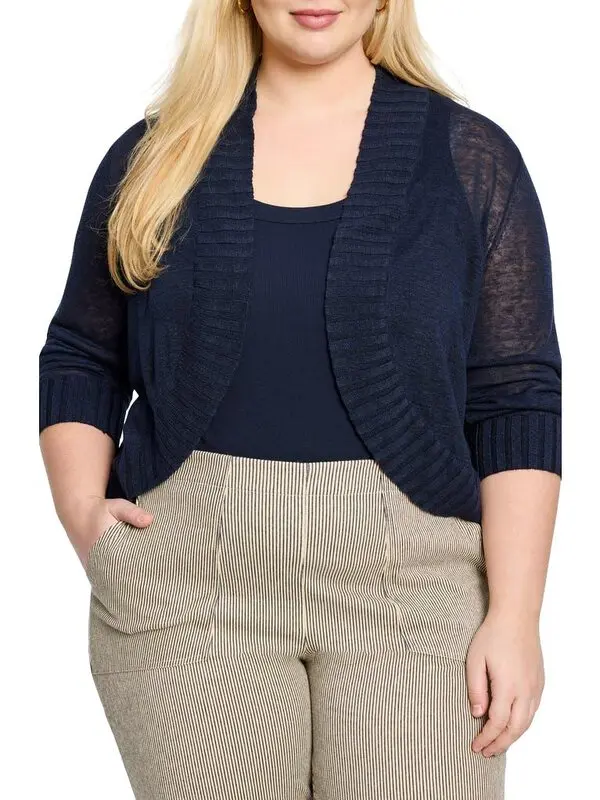 NIC+ZOE Linen-blend Bolero Cardigan - Dark Indigo