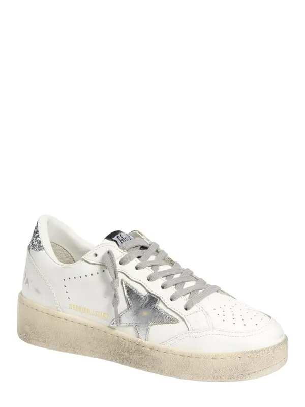 GOLDEN GOOSE Ball Star Low Top Sneakers - White/ Silver
