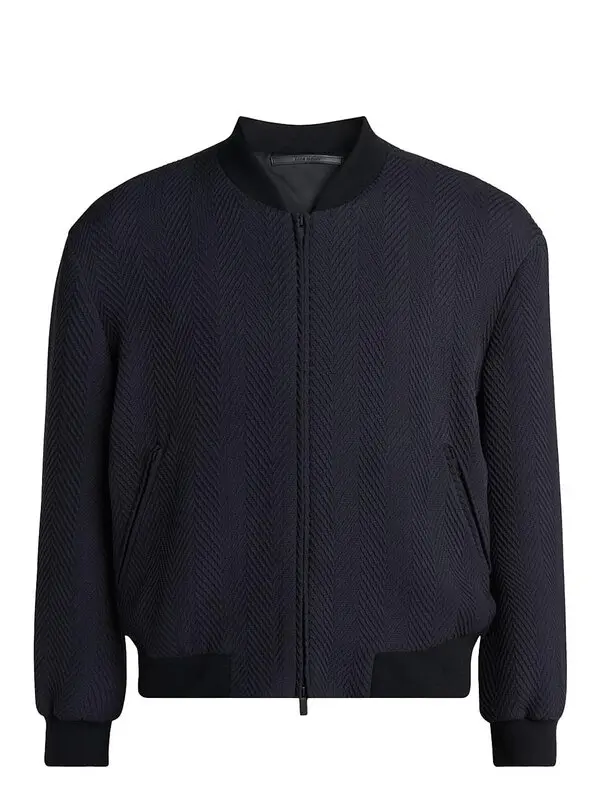 Giorgio Armani Raised Chevron Bomber Jacket - Black
