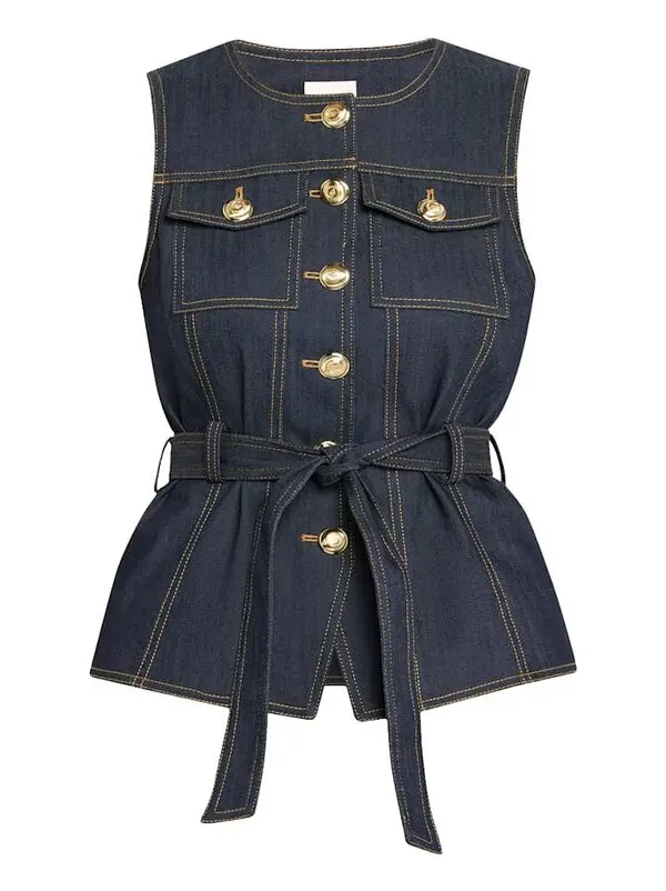 Cinq À Sept Reenee Belted Denim Vest - Indigo