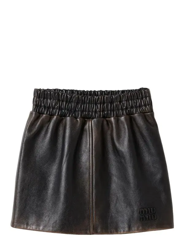 Miu Miu Nappa Leather Skirt - Sand/black