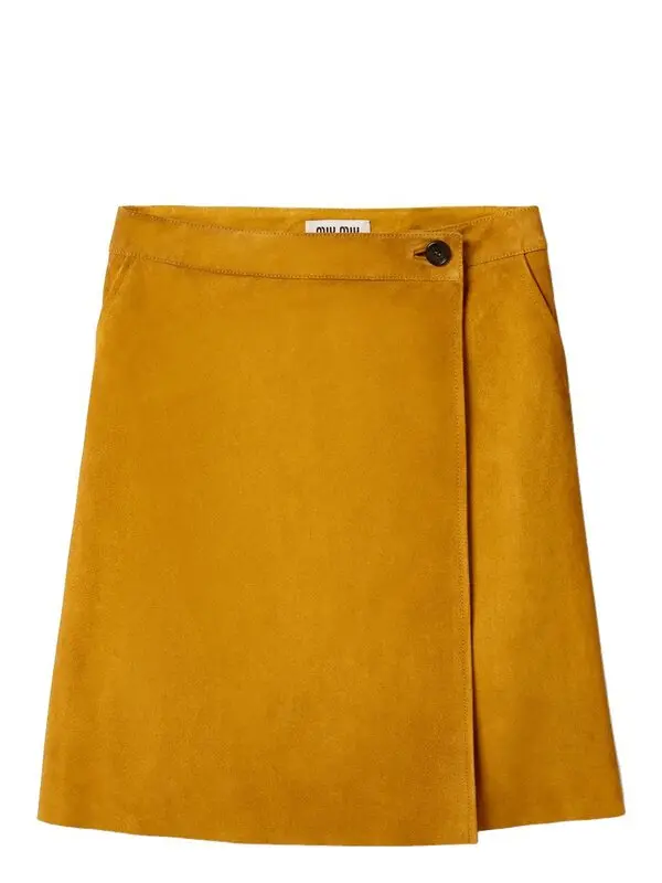 Miu Miu Suede Wraparound Skirt - Whiskey