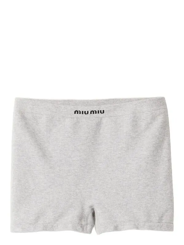 Miu Miu Seamless Mélange Knit Boxer Shorts - Grey
