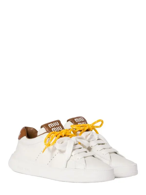 Miu Miu Leather Sneakers - White/cognac