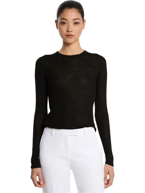 Michael Kors Hutton Ribbed Fine Knit Sweater - Black
