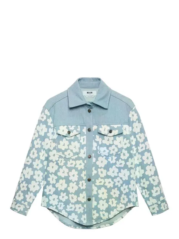 MSGM Floral-print Shirt - Blue
