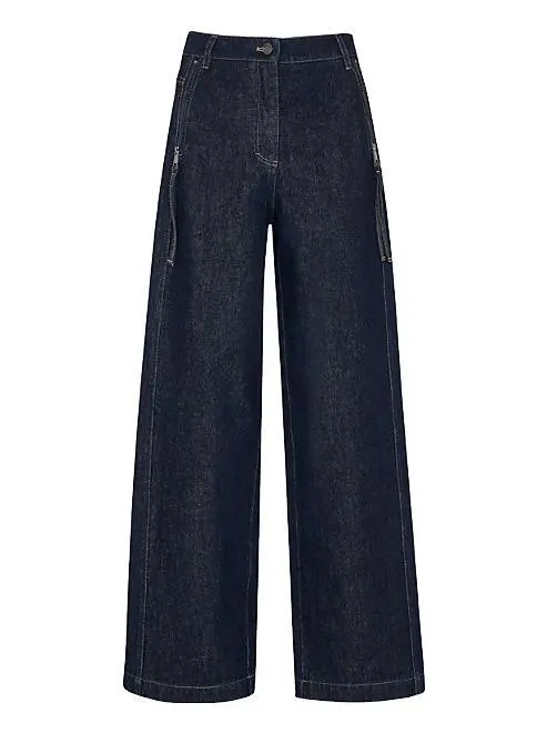 Whistles Sandy Wide-leg Denim Trousers - Dark Denim