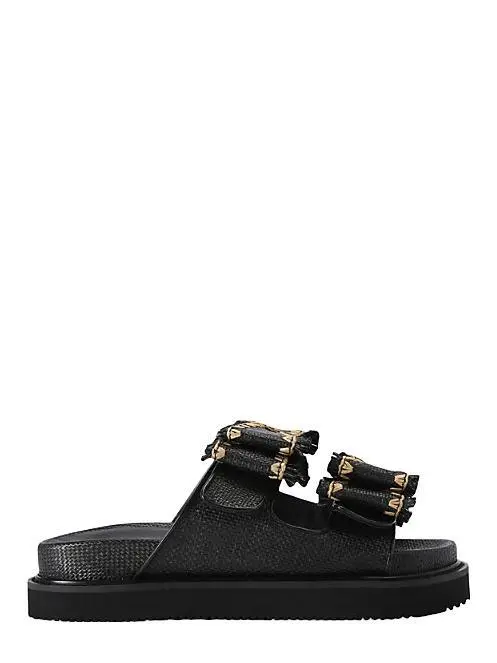 Kurt Geiger Robbie Bow-embellished Raffia Sandals - Black/comb