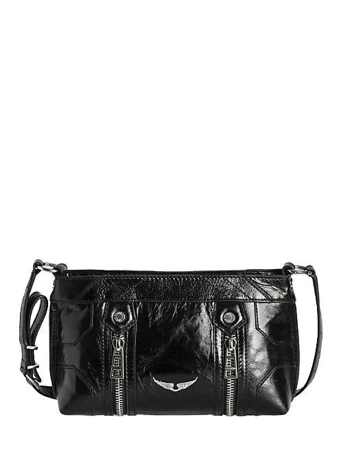 Zadig&Voltaire Wing-embellished Leather Shoulder Bag - Noir
