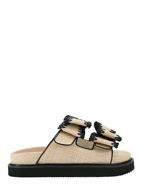 Kurt Geiger Robbie Bow-embellished Raffia Sandals - Beige Oth