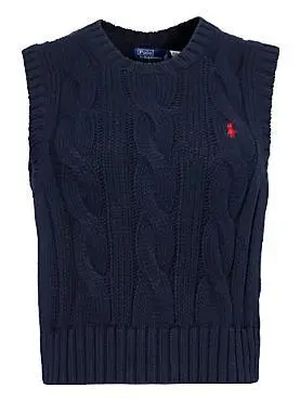 Polo Ralph Lauren Cable-knit Cotton Vest - Hunter Navy