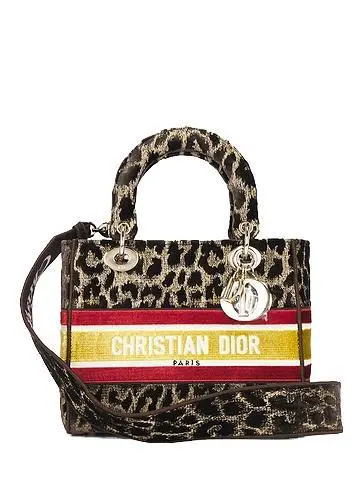 Dior Lady D-lite Leopard Handbag - Brown